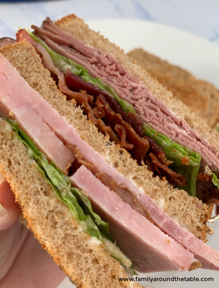 Roast Beef, Ham and Bacon Club Sandwich • Family Around the Table