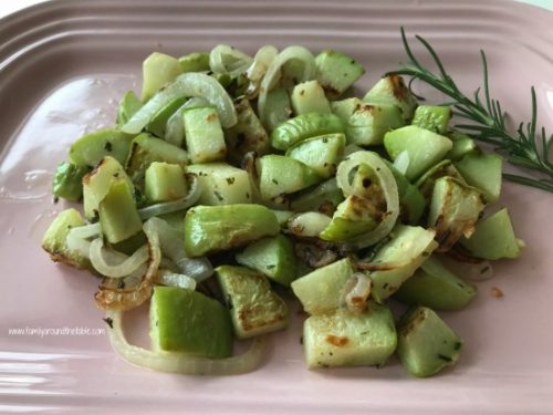 Sauteed Chayote Squash, Onions, Garlic and Rosemary • Family Around the ...