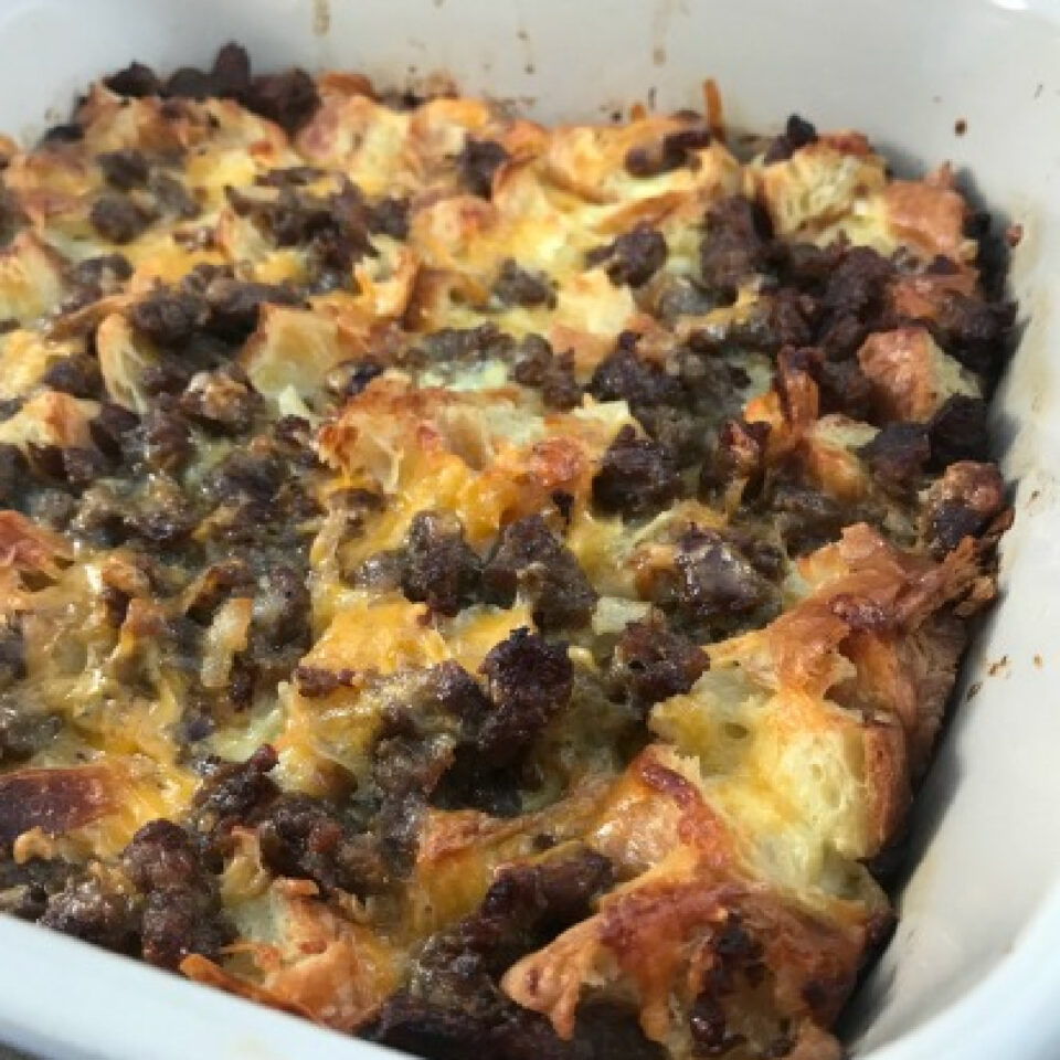 Maple Sausage Croissant Breakfast Casserole