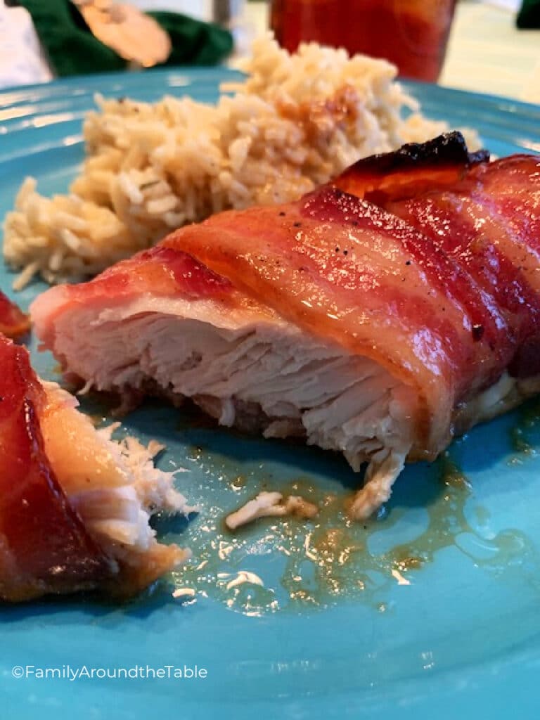 Maple Mustard Glazed Bacon Wrapped Chicken • Family Around the Table