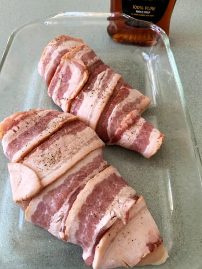 Maple Mustard Glazed Bacon Wrapped Chicken • Family Around the Table