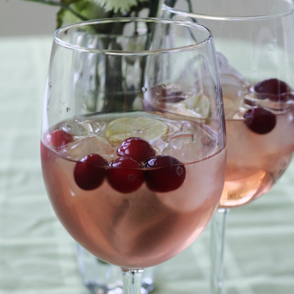 Festive Cranberry White Wine Spritzer • Family Around the Table