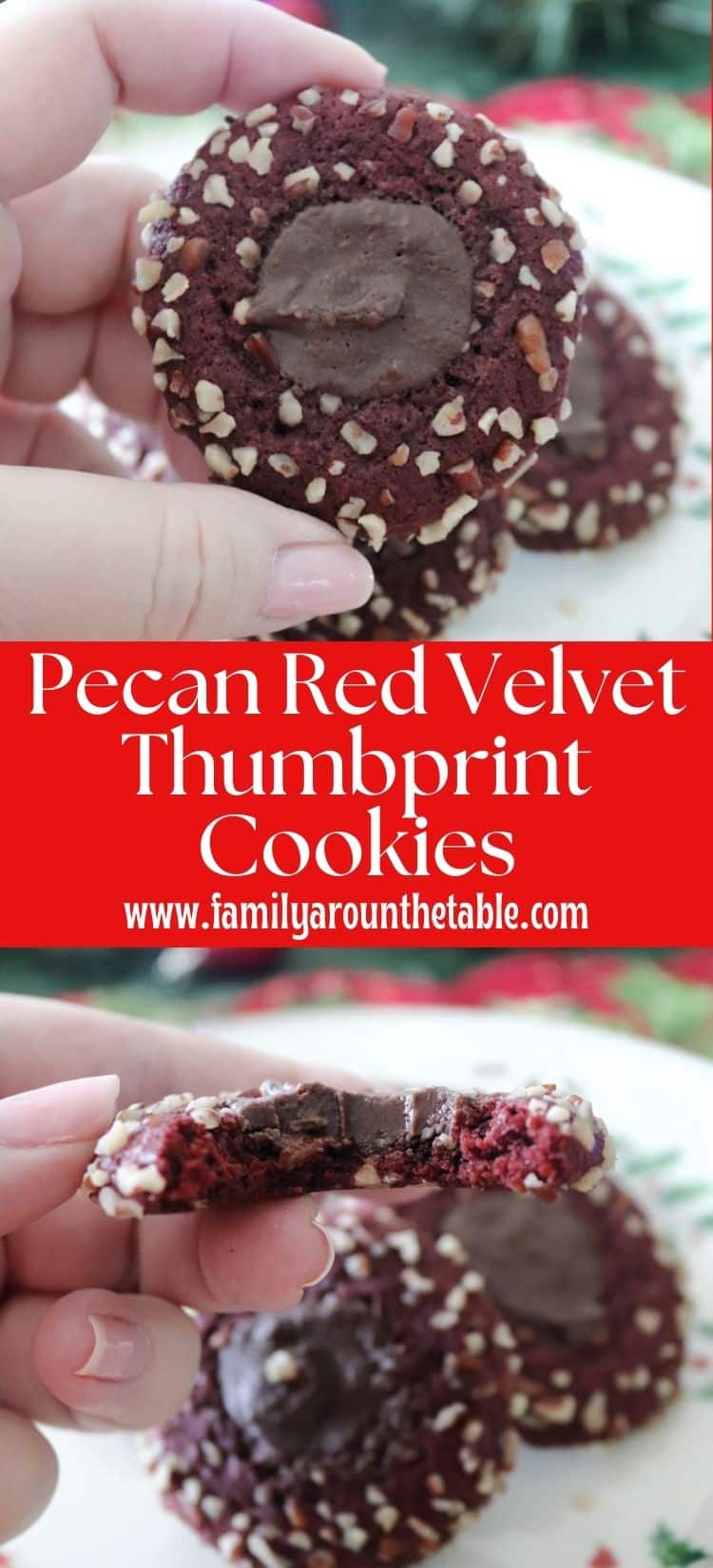 Pecan Red Velvet Thumbprint Cookies • Family Around the Table